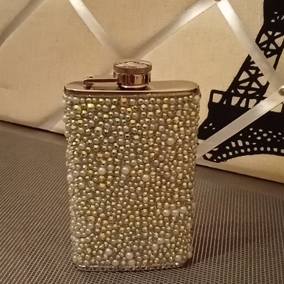 Other | Rhinestone And Faux Pearl Studded Flask | Poshmark
